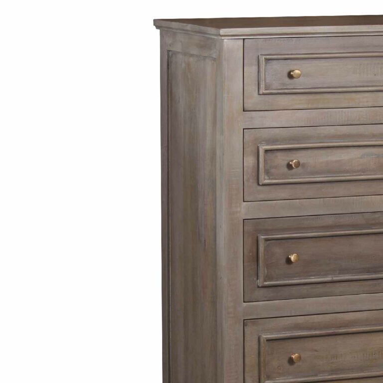 Florence Mango Wood 5 Drawer Highboy - Salvage Grey