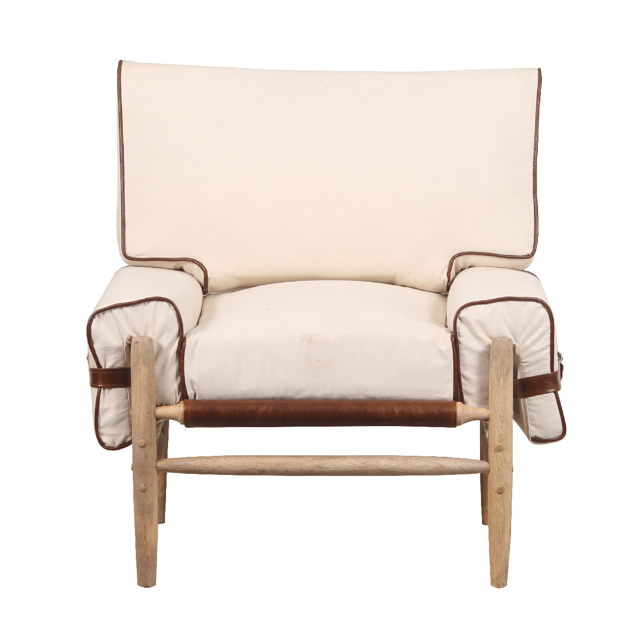 Rhys Mango Wood Canvas Fabric Armchair